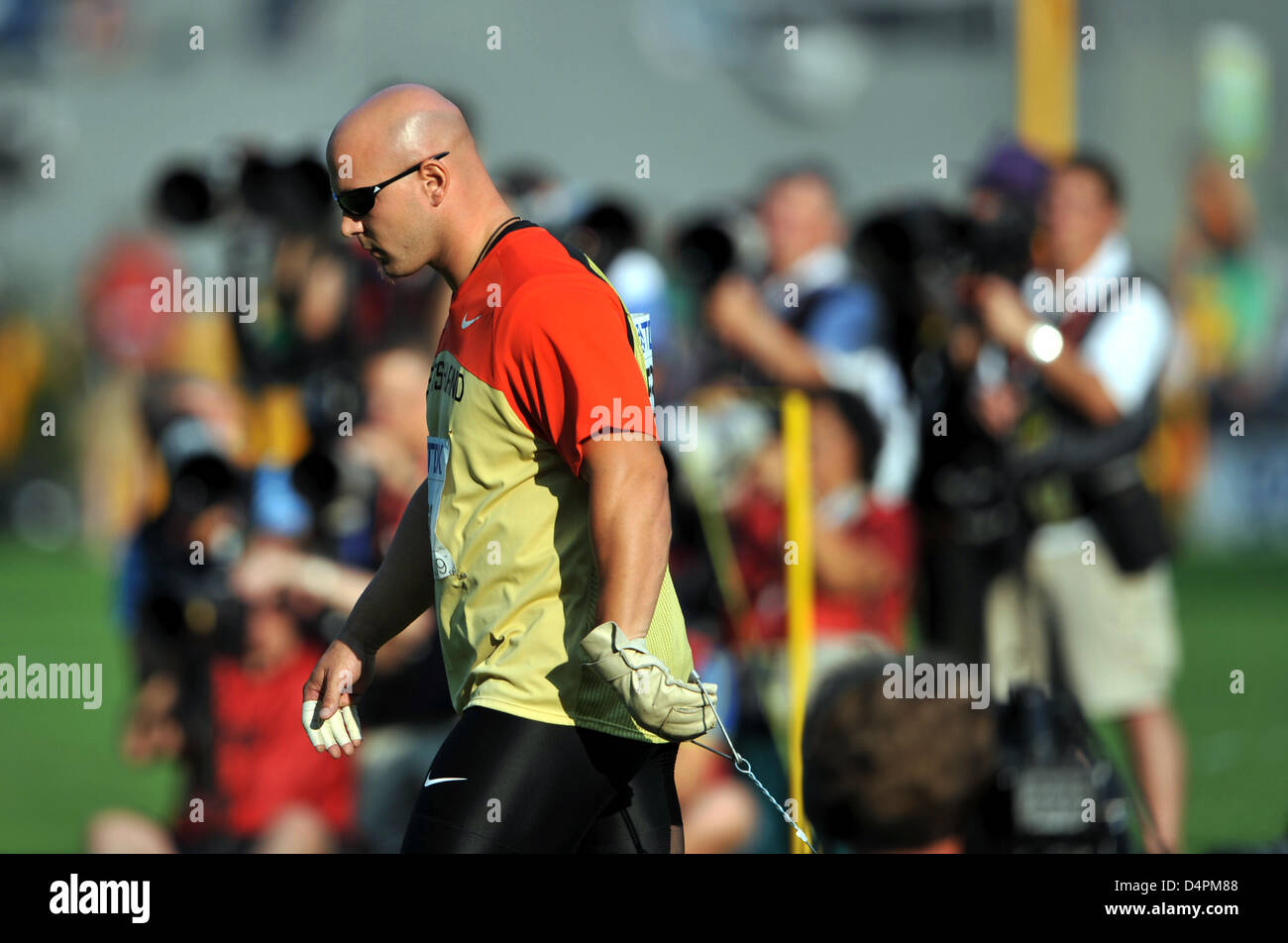 Deutschen Markus Esser, während die Männer? s Hammerwurf Finale bei der 12. IAAF Leichtathletik ...
