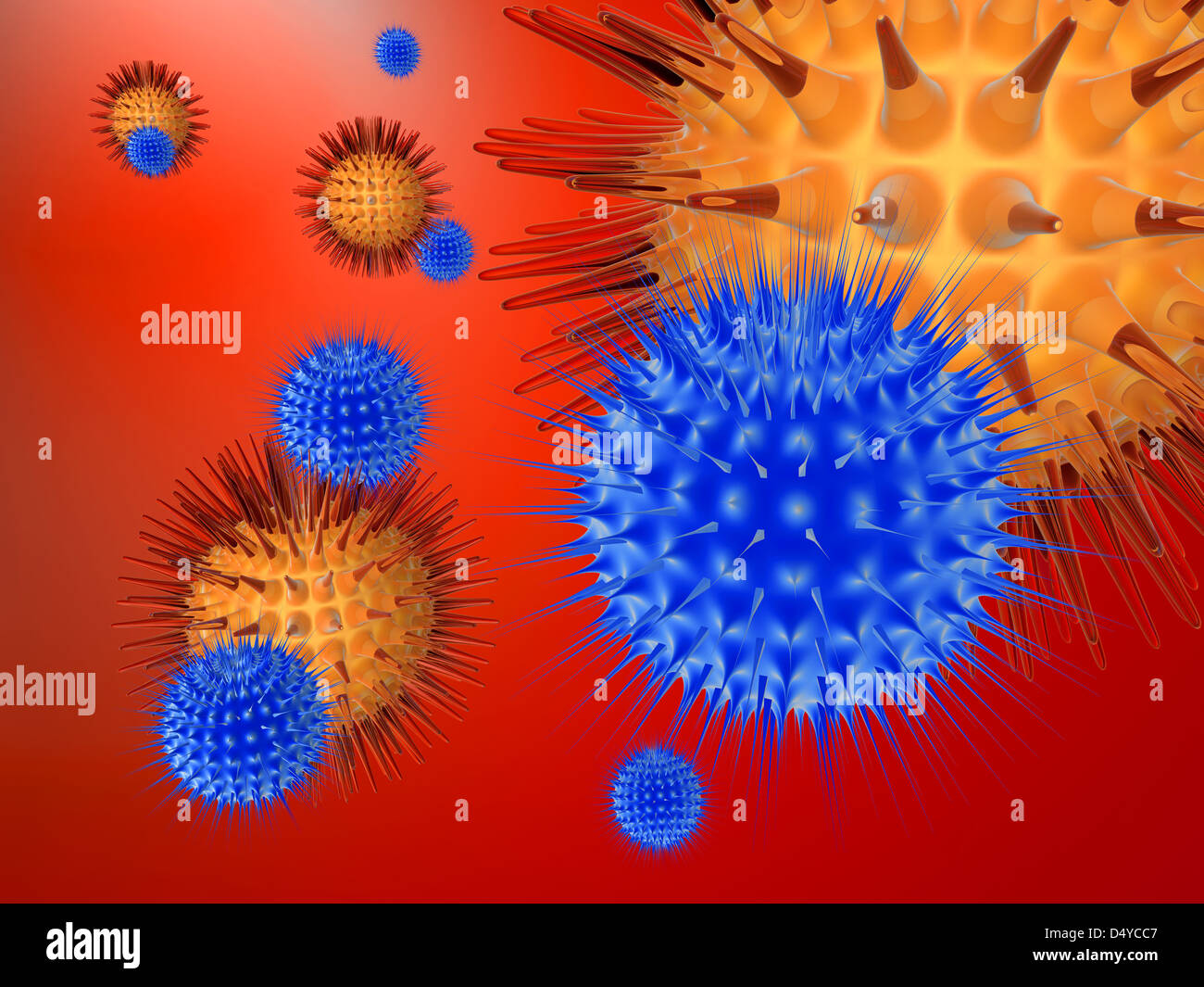 Hochauflösende 3D Render. Viren und Immunsystem Stockfotografie - Alamy