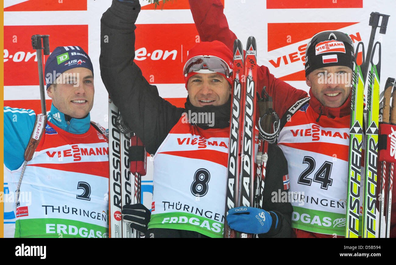 Tim Burke (USA), Norweger Ole Einar Bjoerndalen und Tomasz Sikora aus ...