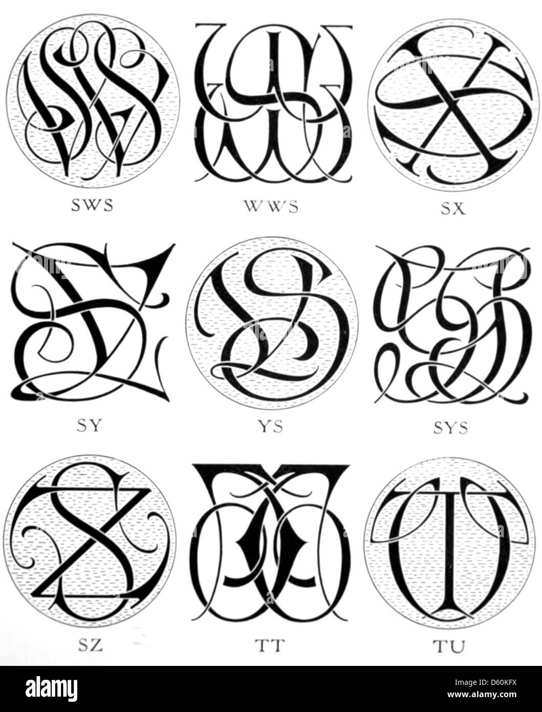 Dieses Bild zeigt eine Sammlung von Monogrammen und Chiffren aus einem ...