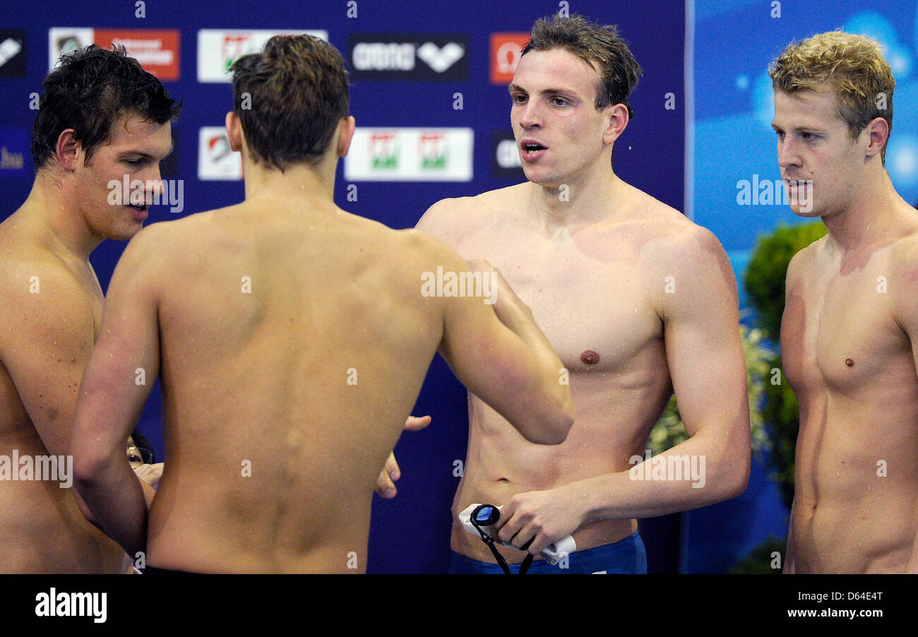 Deutschlands Dimitri Colupaev, Paul Biedermann, Tim Wallburger (L-R ...