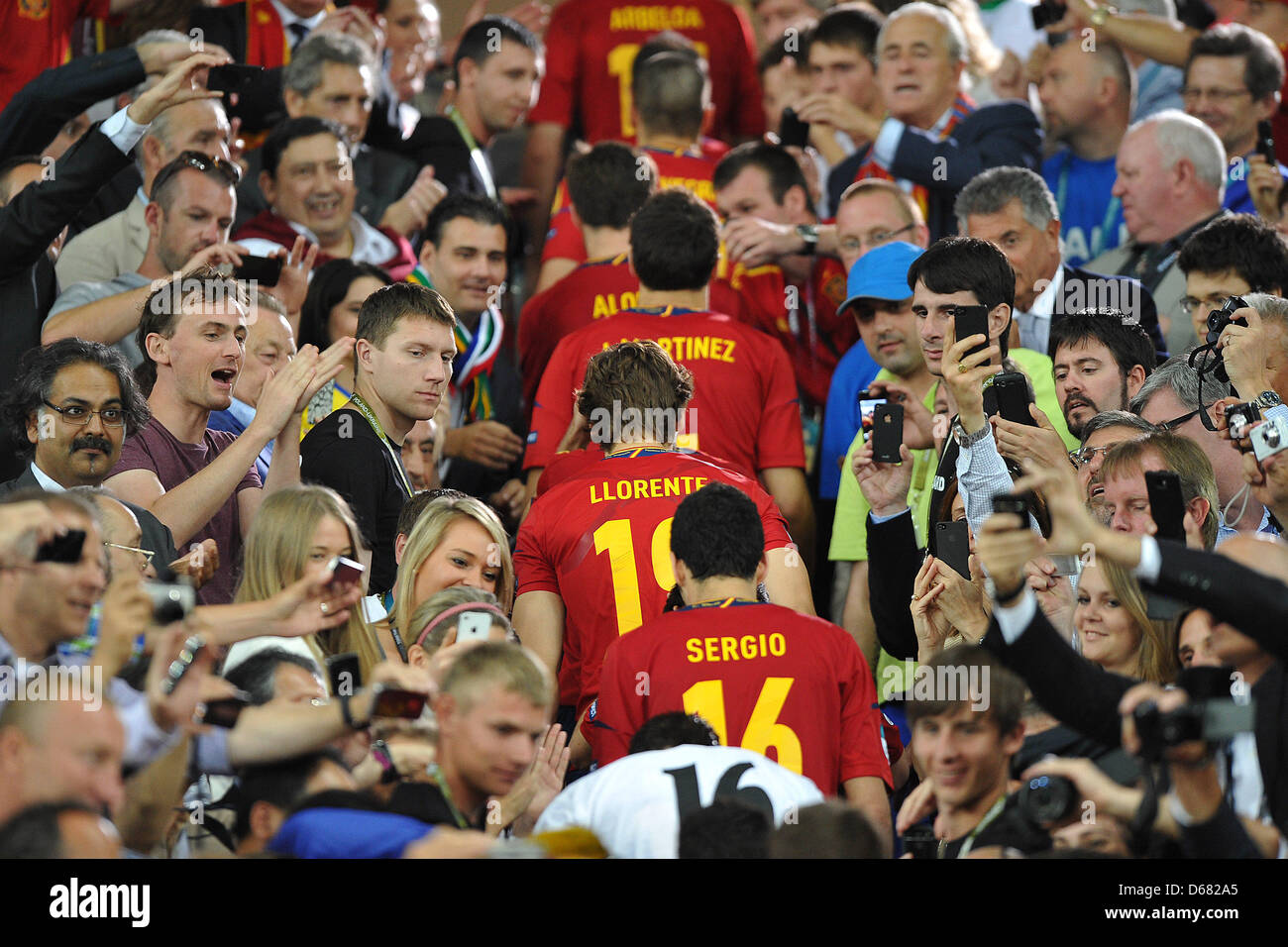 Spanien-Team auf dem Weg zur Siegerehrung nach der letzten Fußball-UEFA ...