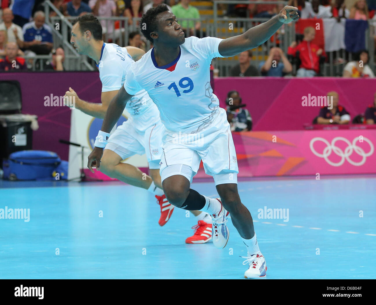 Luc Abalo von Frankreich feiert nach der Herren Handball Gold Medal ...