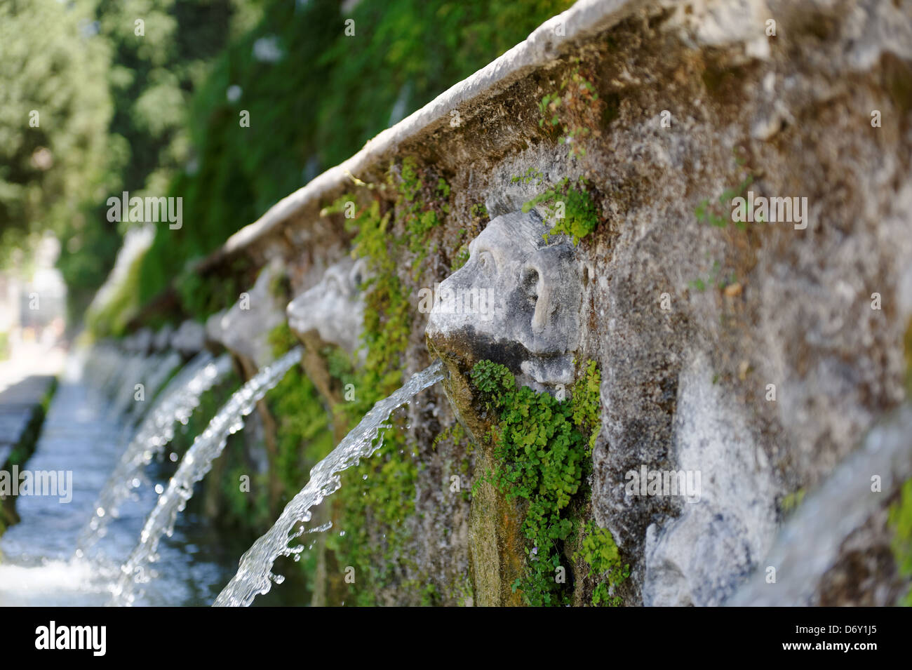 Villa d Este. Tivoli. Italien. Blick auf einige von Hand geschnitzt ...