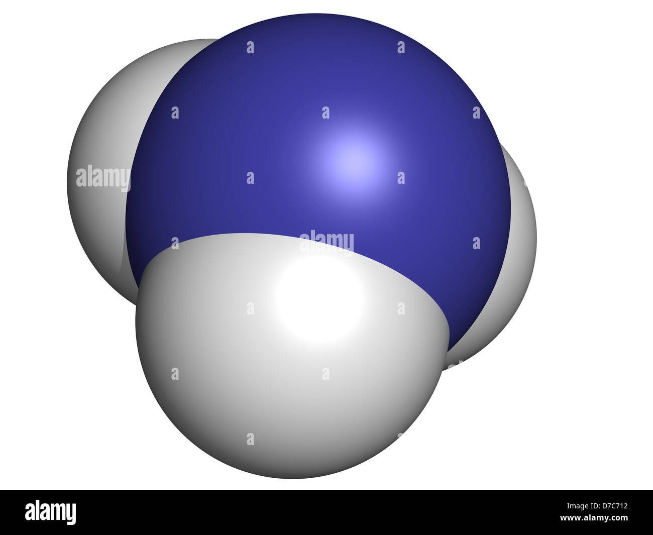 Ammoniak (NH3), molekulare Modell. Atome werden als Kugeln mit ...