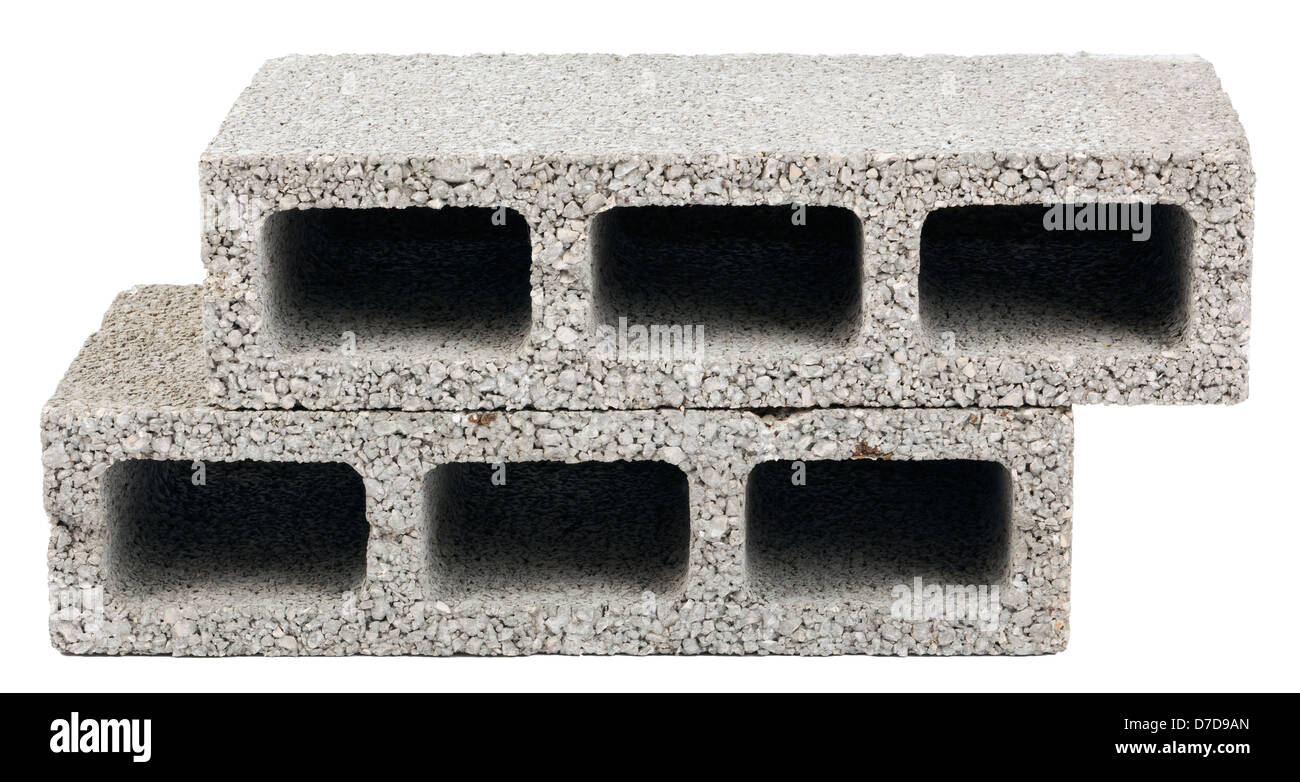 Zwei graue Betonbau Blöcke (aka Betonklotz Brise Block Zement Block ...