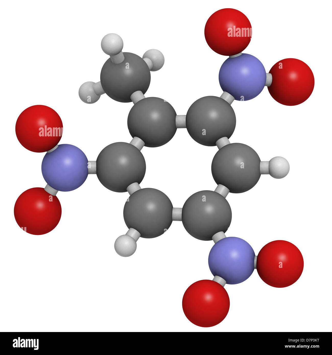 Trinitrotoluol (TNT) explosive Molekül, chemische Struktur. Atome ...