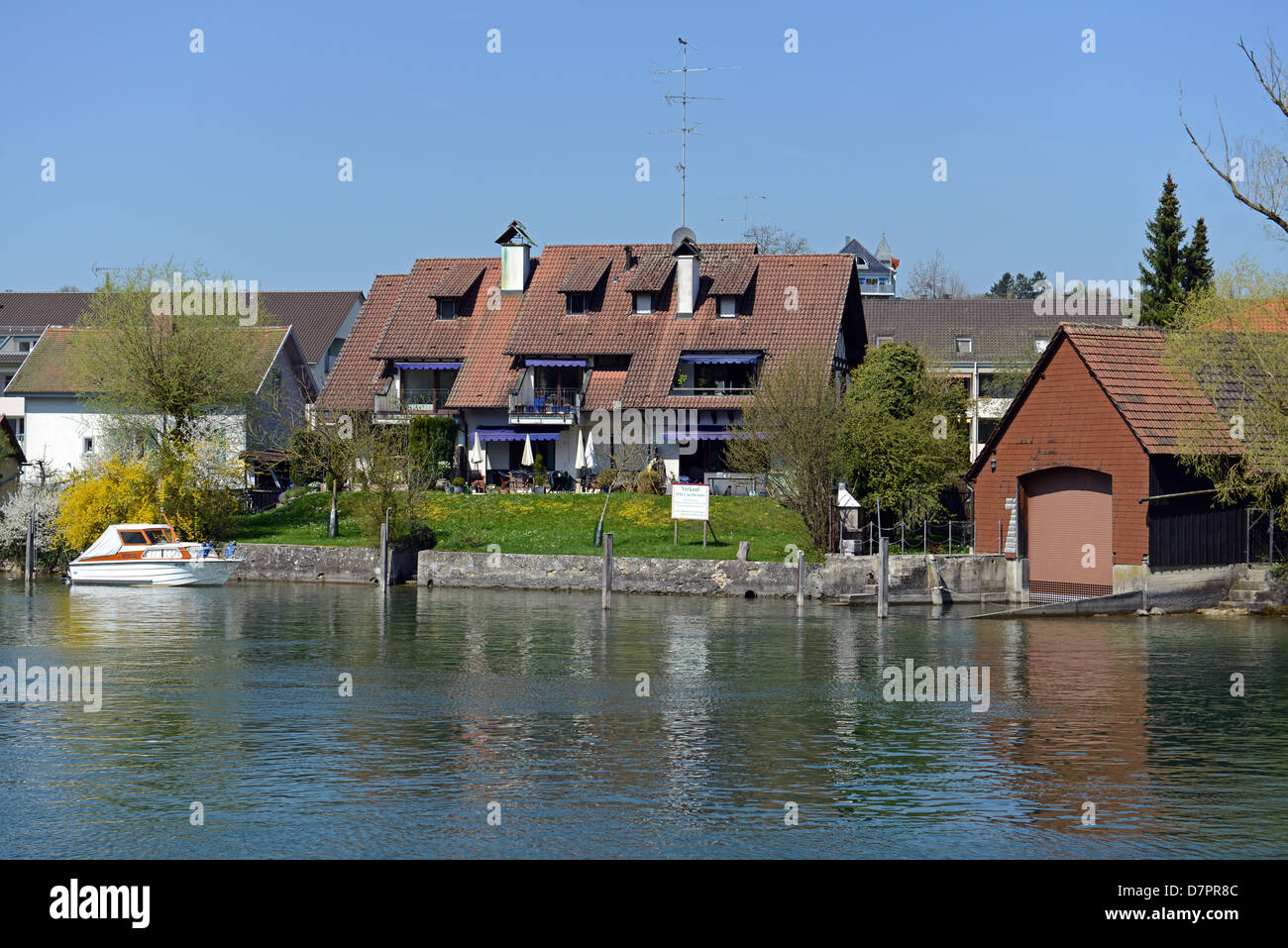 Ansicht von Büsingen am Hochrhein, eine deutsche Enklave in der Schweiz ...