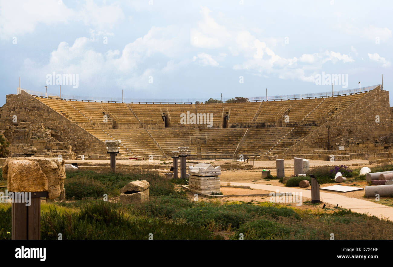 Amphitheater in Caesarea Stockfotografie - Alamy