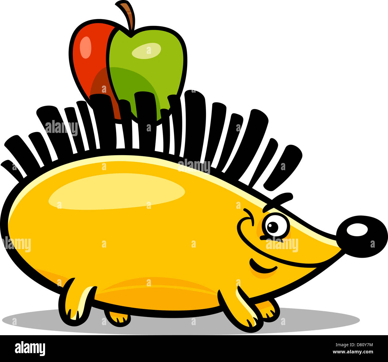 Cartoon-Illustration der Igel mit Apfel Comic-Tier Stockfotografie - Alamy