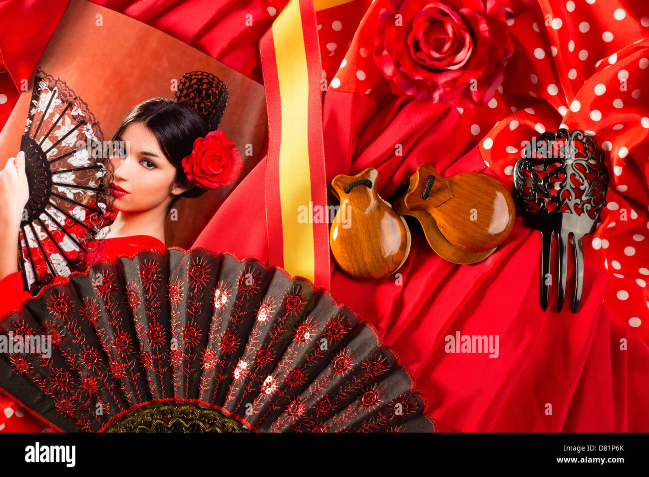 Flamenco-Frau mit Torero und typische Spanien Espana Elemente wie ...