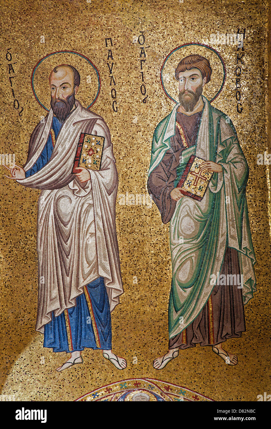PALERMO - 8. APRIL: Mosaik der Apostel Paulus und Jacob aus in der Kirche Santa Maria Dell ...