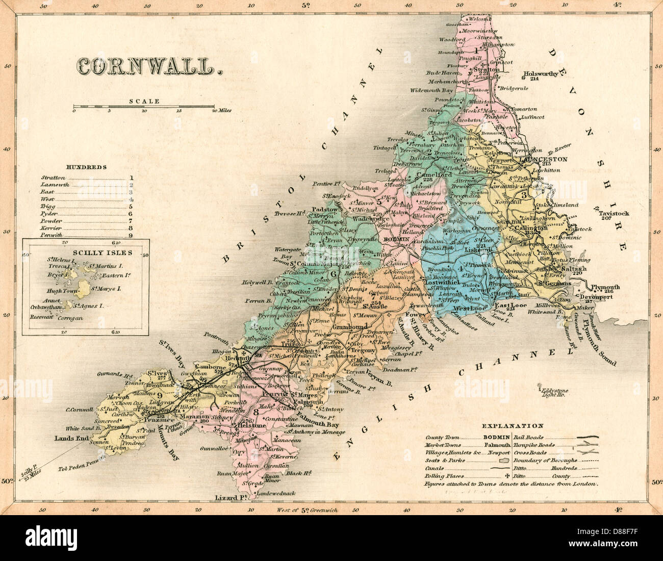 Map of cornwall -Fotos und -Bildmaterial in hoher Auflösung – Alamy