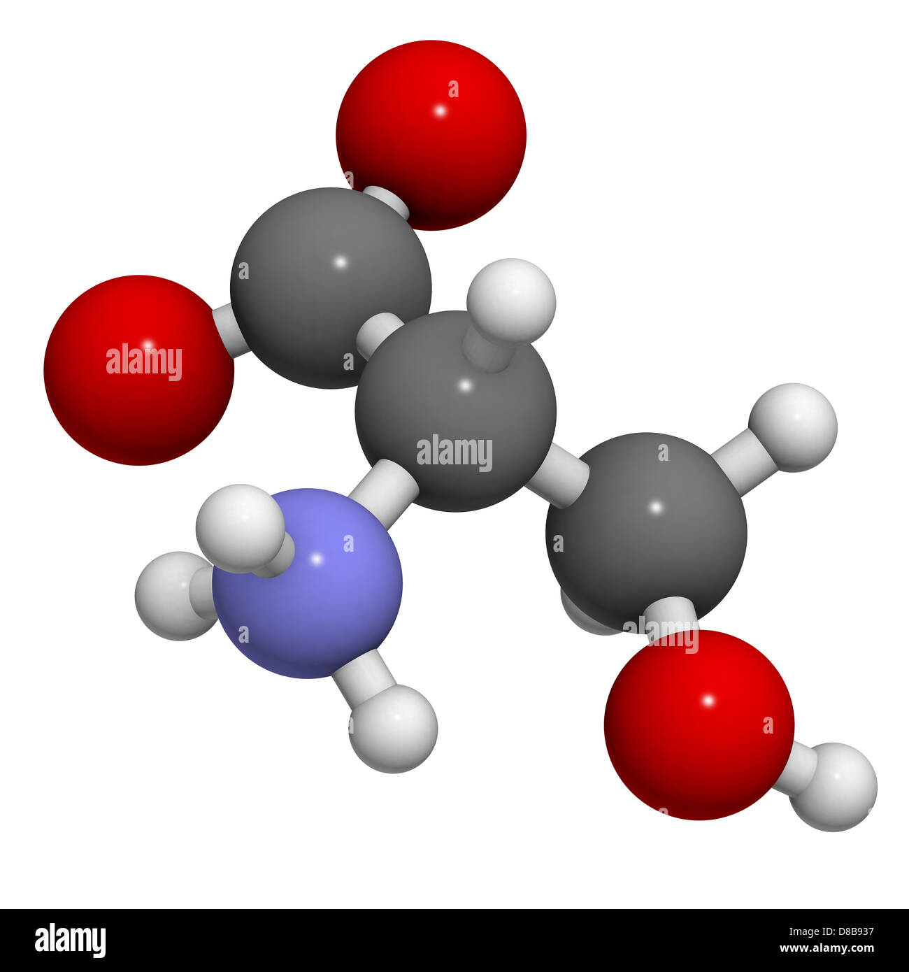 Aminosäure Serin (Ser, S), molekulare Modell. Aminosäuren sind die ...