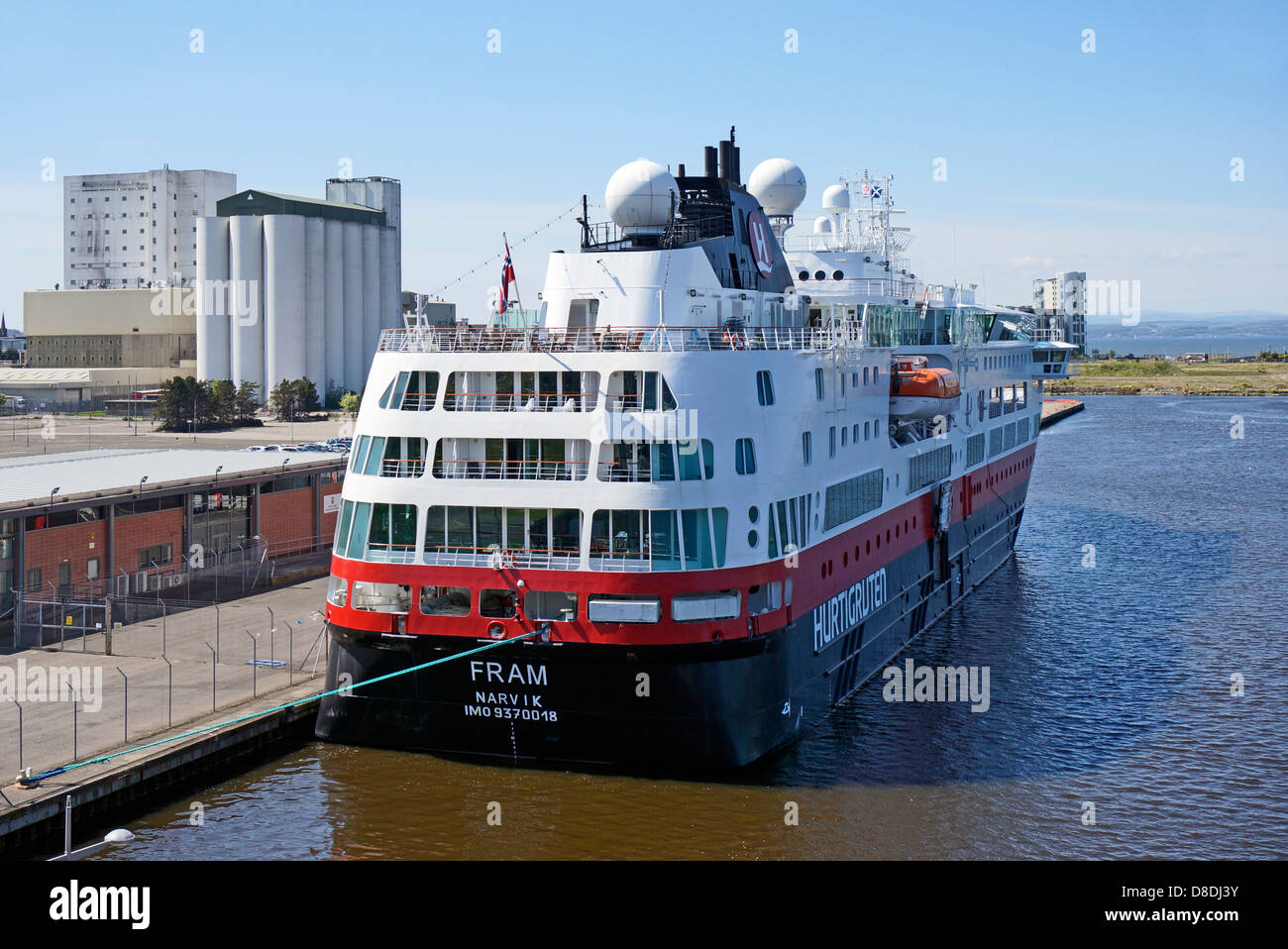 Norwegische Hurtigruten Kreuzfahrt Schiff, die MS Fram am Cruise ...