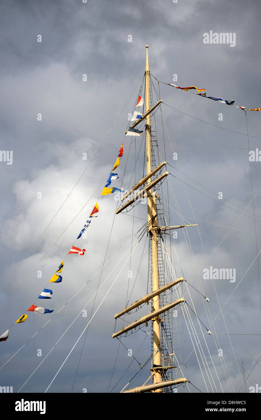 Mast der Wikinger Segel-Schiff, Hafen Lilla Bommen, Göteborg, Schweden ...