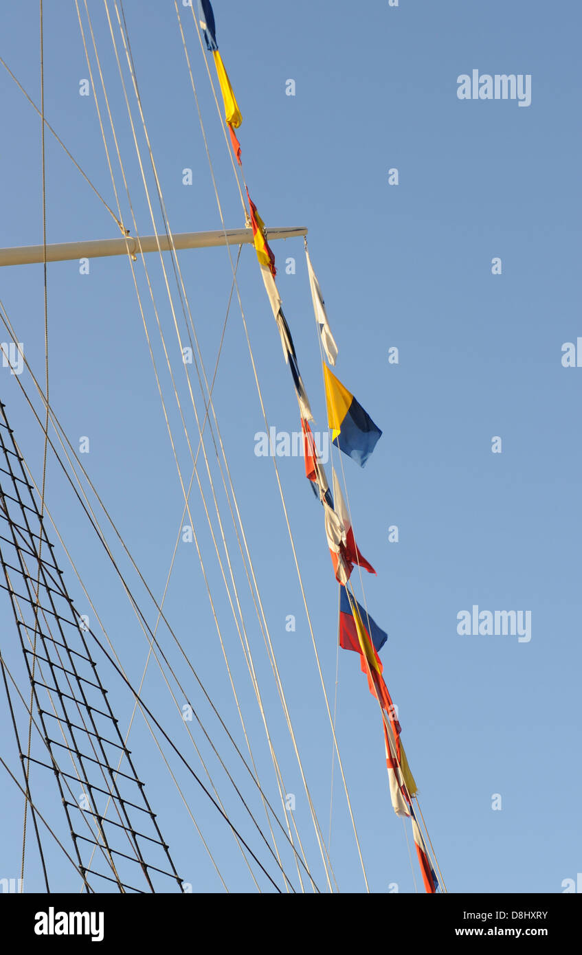 Mast der Wikinger Segel-Schiff, Hafen Lilla Bommen, Göteborg, Schweden ...