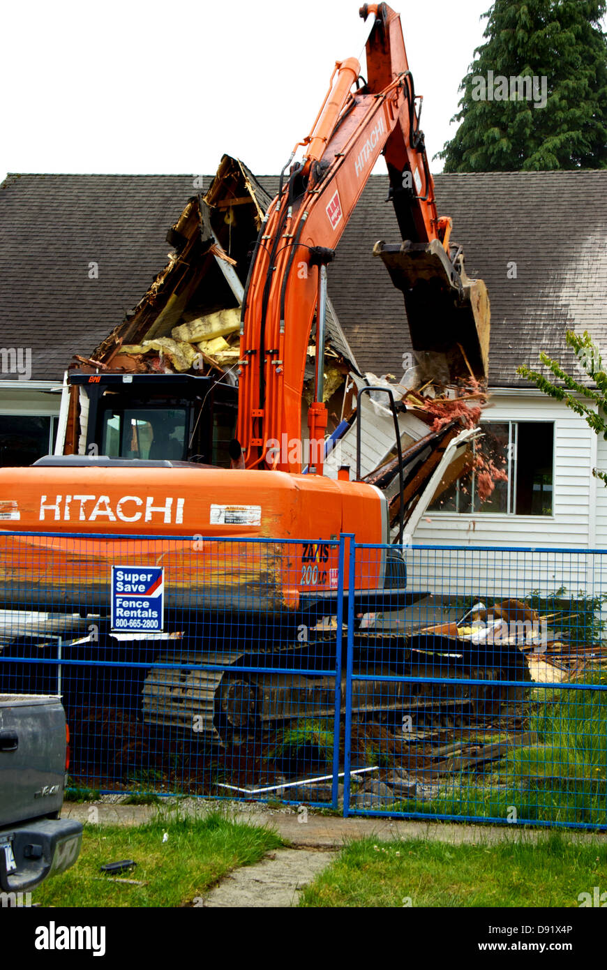 Hitachi Zaxix 200 LC Baggerfahrer mit Hydraulikarm Greifer Eimer, Dach ...