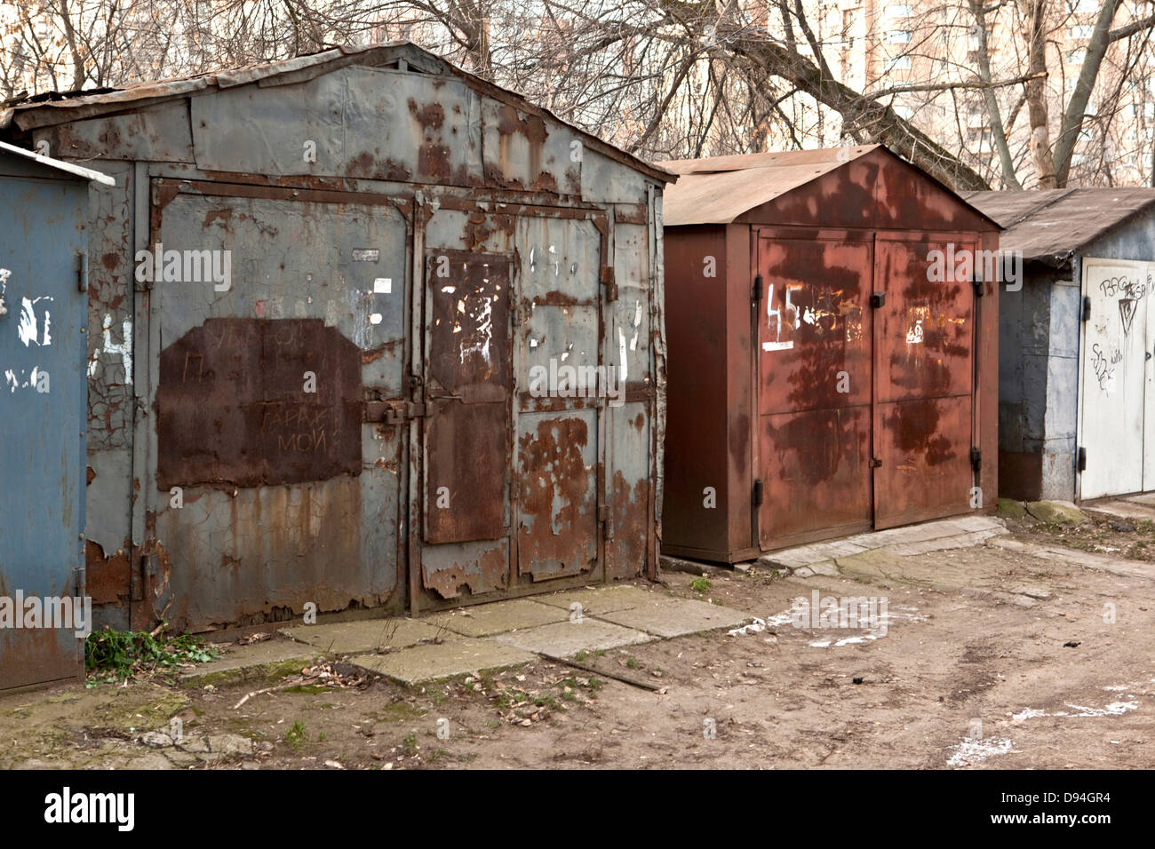 alte Garagen, Süd-Ost-Moskau, Moskau, Russland Stockfotografie - Alamy