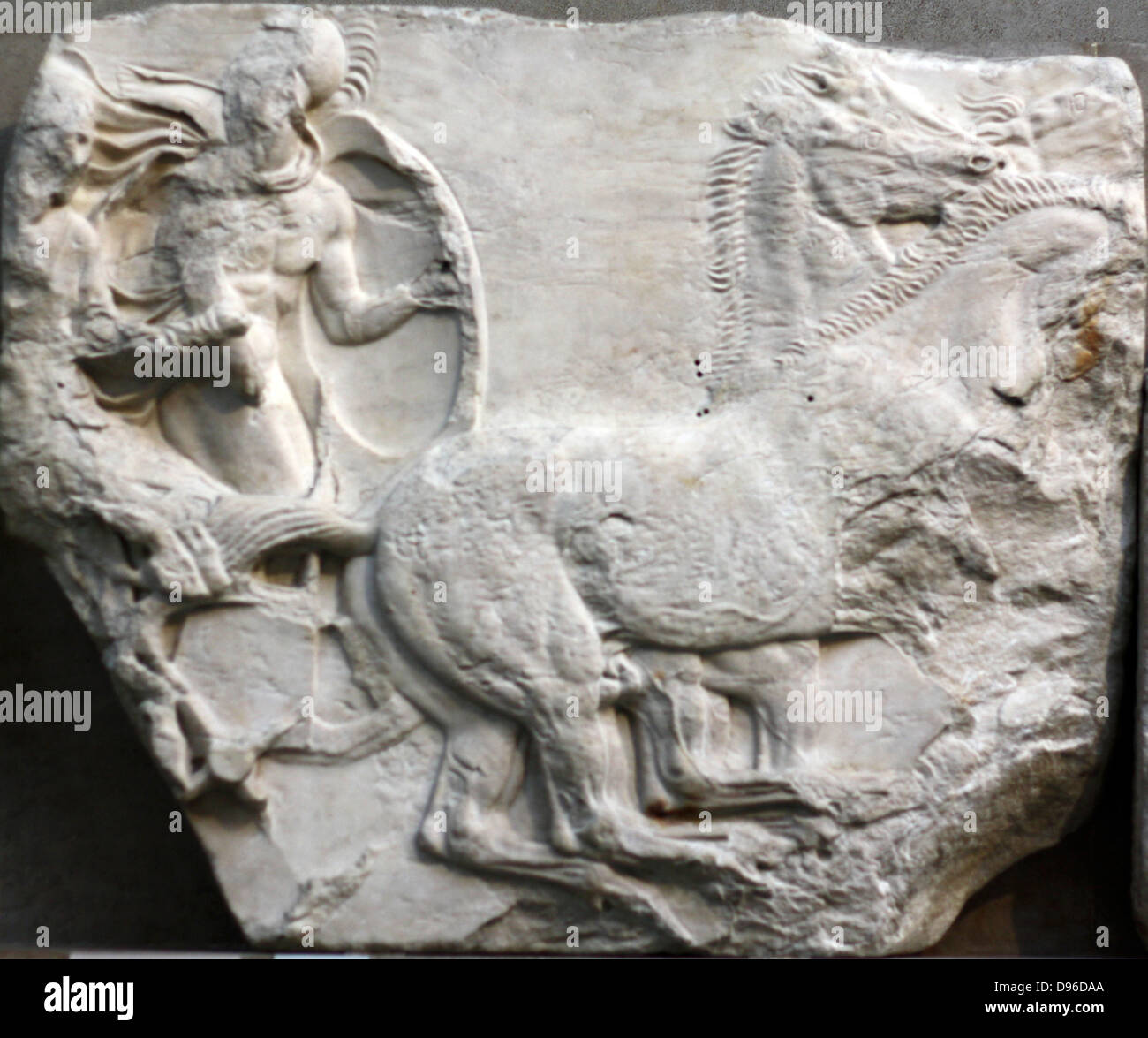 Der Parthenon-fries Detail. Griechischer Marmor Skulptur, zwischen 443 ...