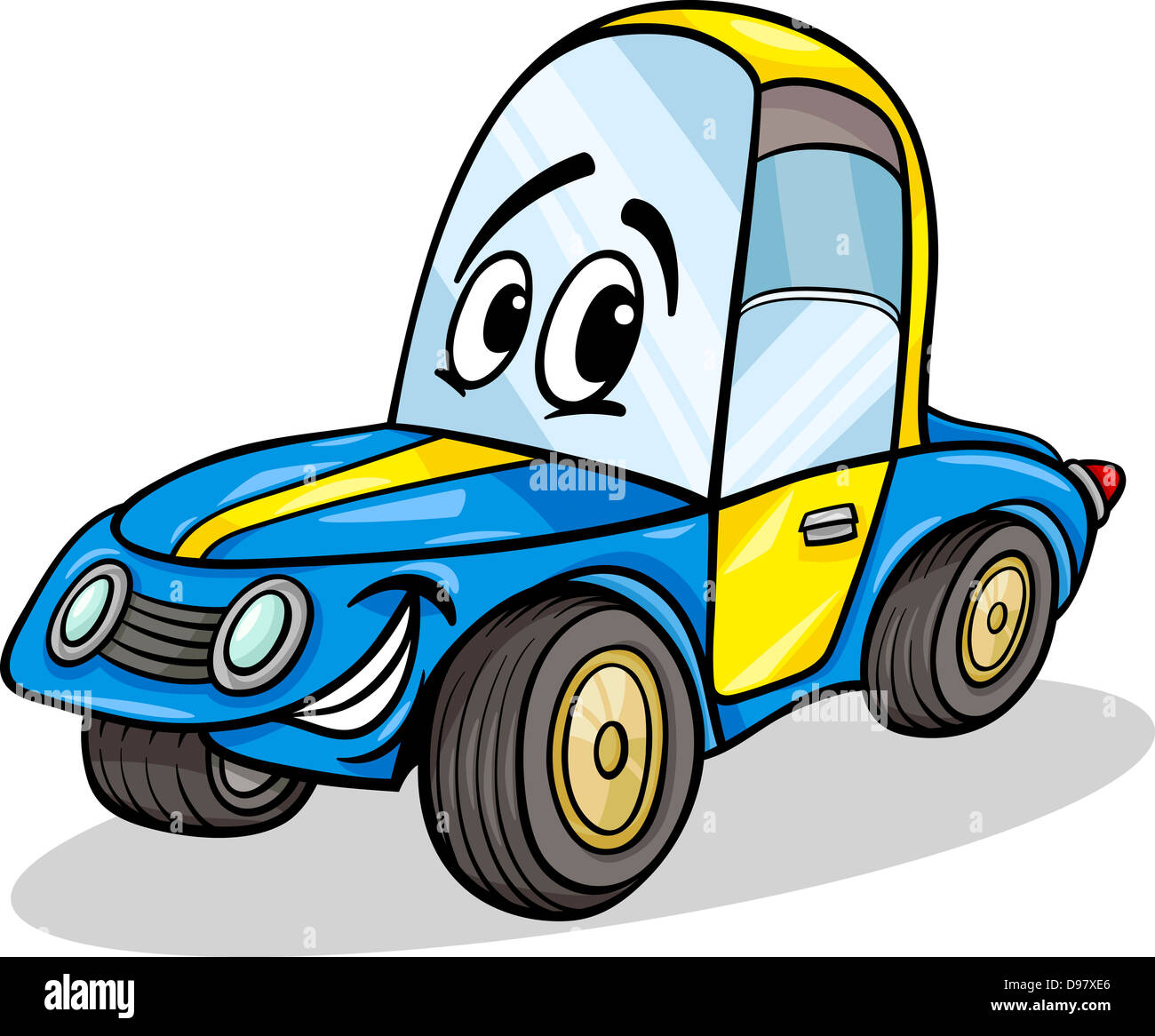 Cartoon Illustration lustig Racing Car Fahrzeug Comic-Maskottchen ...