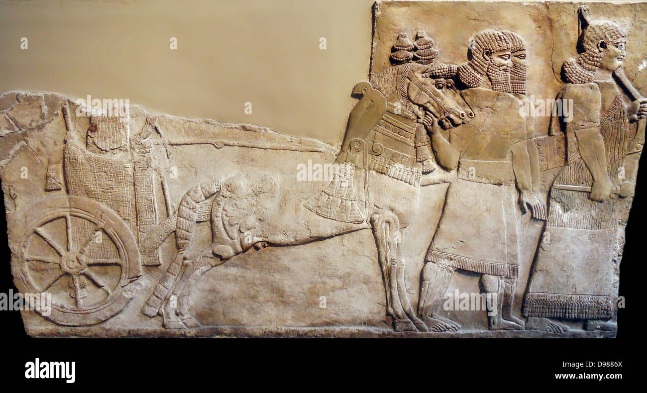 Wagen mit rad in relief von nimrud alten kalhu dargestellt -Fotos und ...
