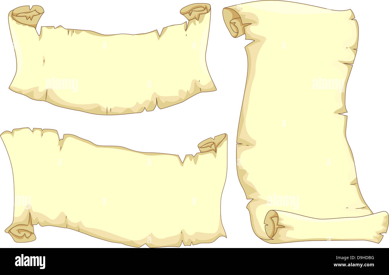 Darstellung der verschiedenen leere alte Schriftrollen Stockfotografie ...