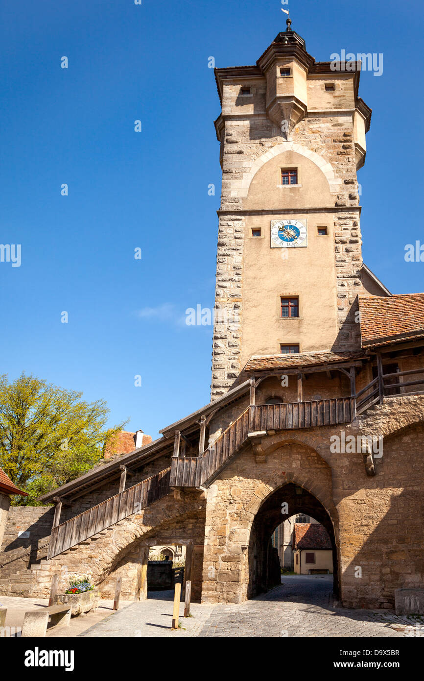 Alte Stadtmauer und Turm, Rothenburg Ob der Tauber, Deutschland, Europa ...