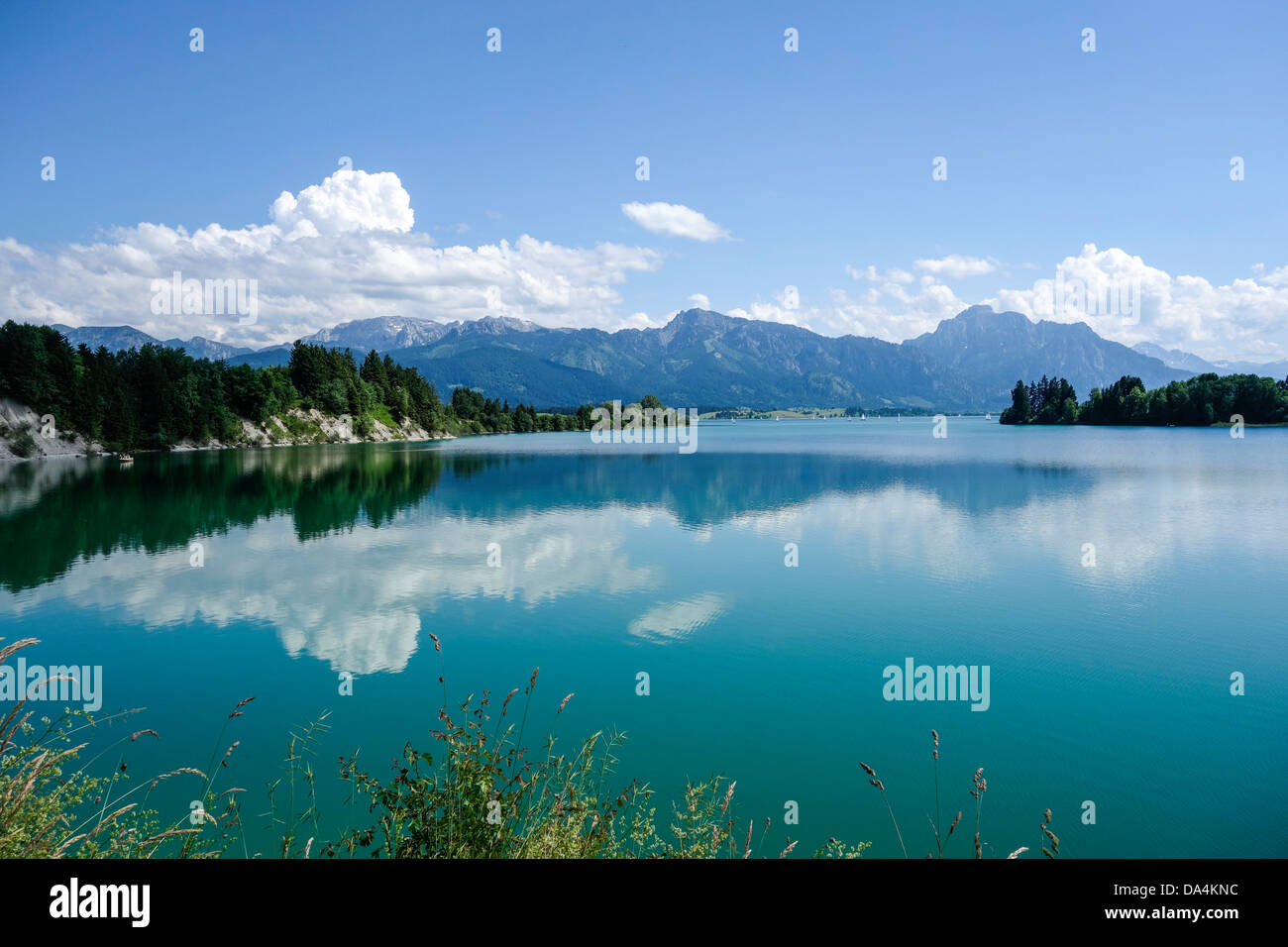 Forggensee und die Allgäuer Alpen, Bayern, Deutschland Stockfotografie ...