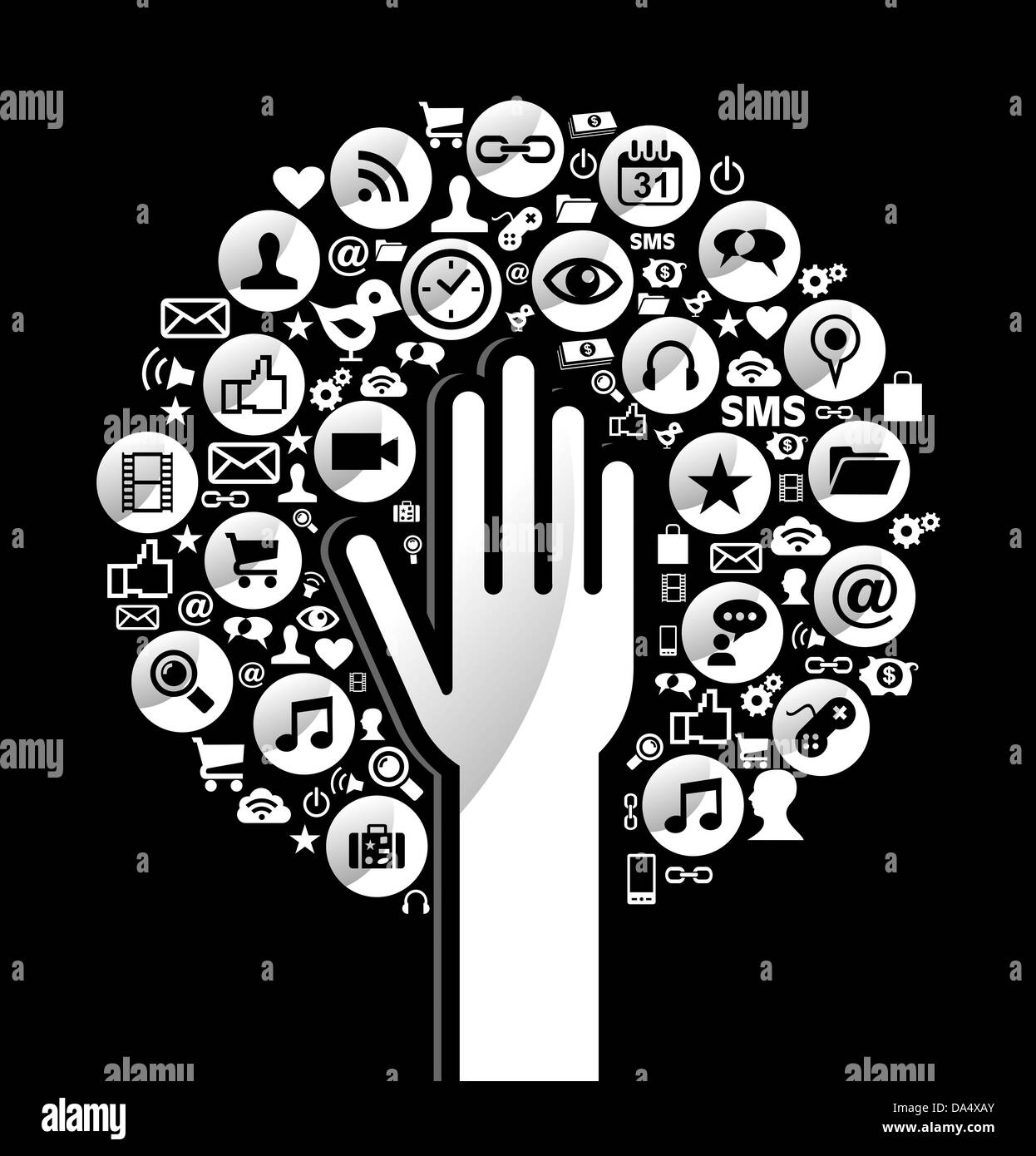 Social Media Netzwerke Konzept Hand Baum-Symbole festgelegt. Vektor ... Social Media Netzwerke Konzept Hand Baum-Symbole festgelegt. Vektor ...