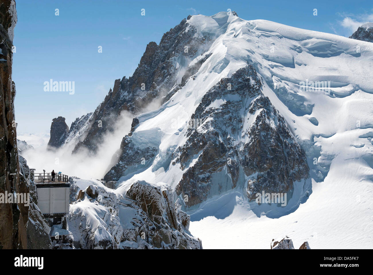 Aussichtsplattform auf der Aiguille du Midi, Chamonix-Mont-Blanc, Französische Alpen ...