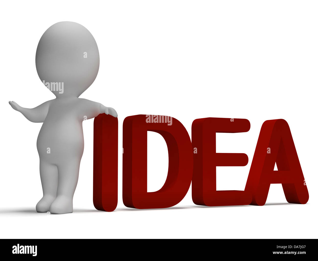 Idee-Wort und 3d Mann zeigt denken und Erfindung Stockfotografie - Alamy