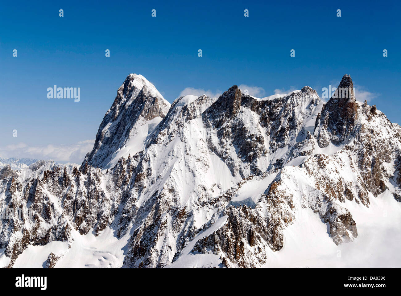 Grands Jorrasses, Dent du Geant und Vallée Blanche von Aiguille du Midi ...