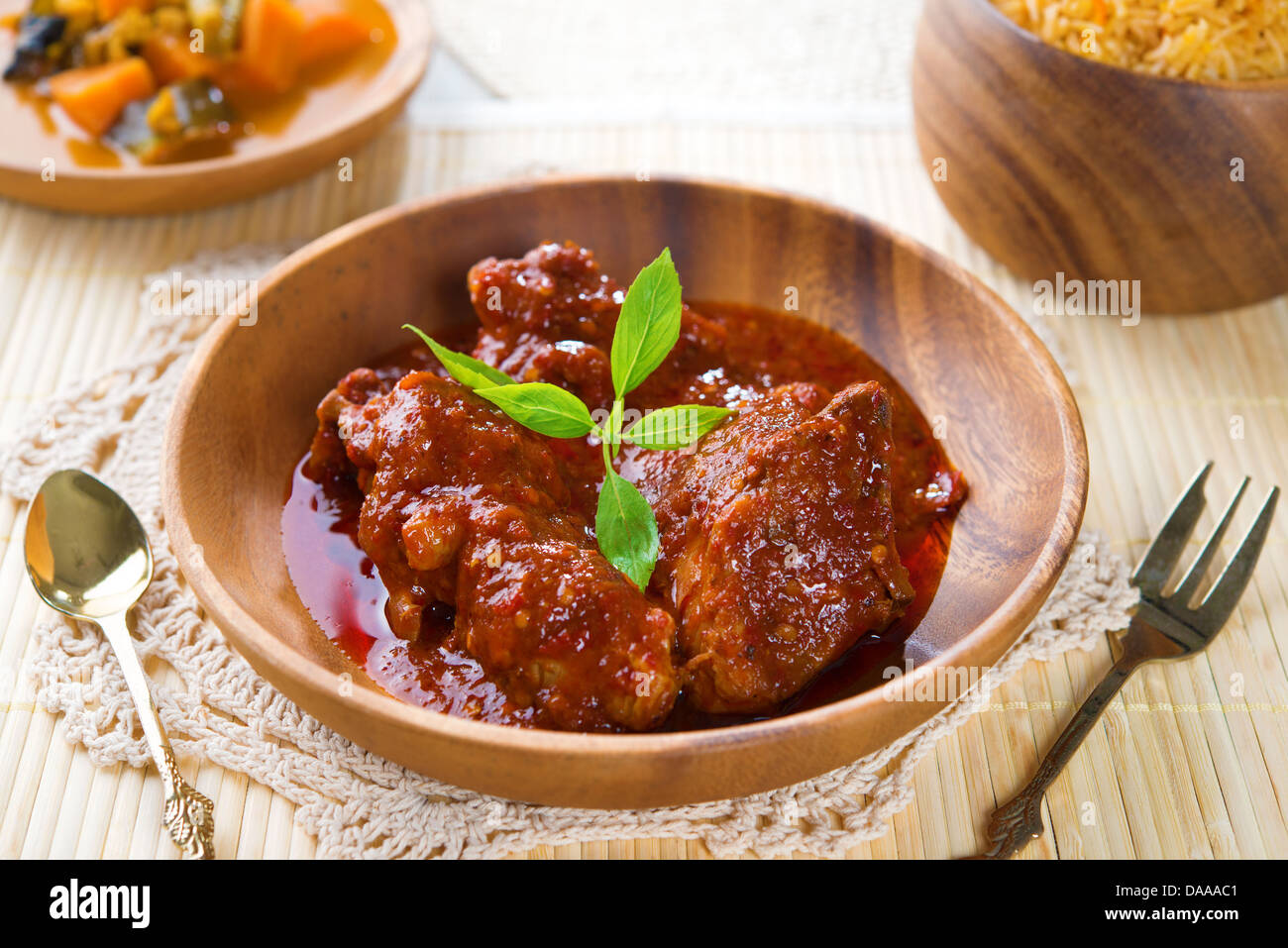 Indisches Chicken Biryani Reis und Curry, frisch gekocht, indisches ...
