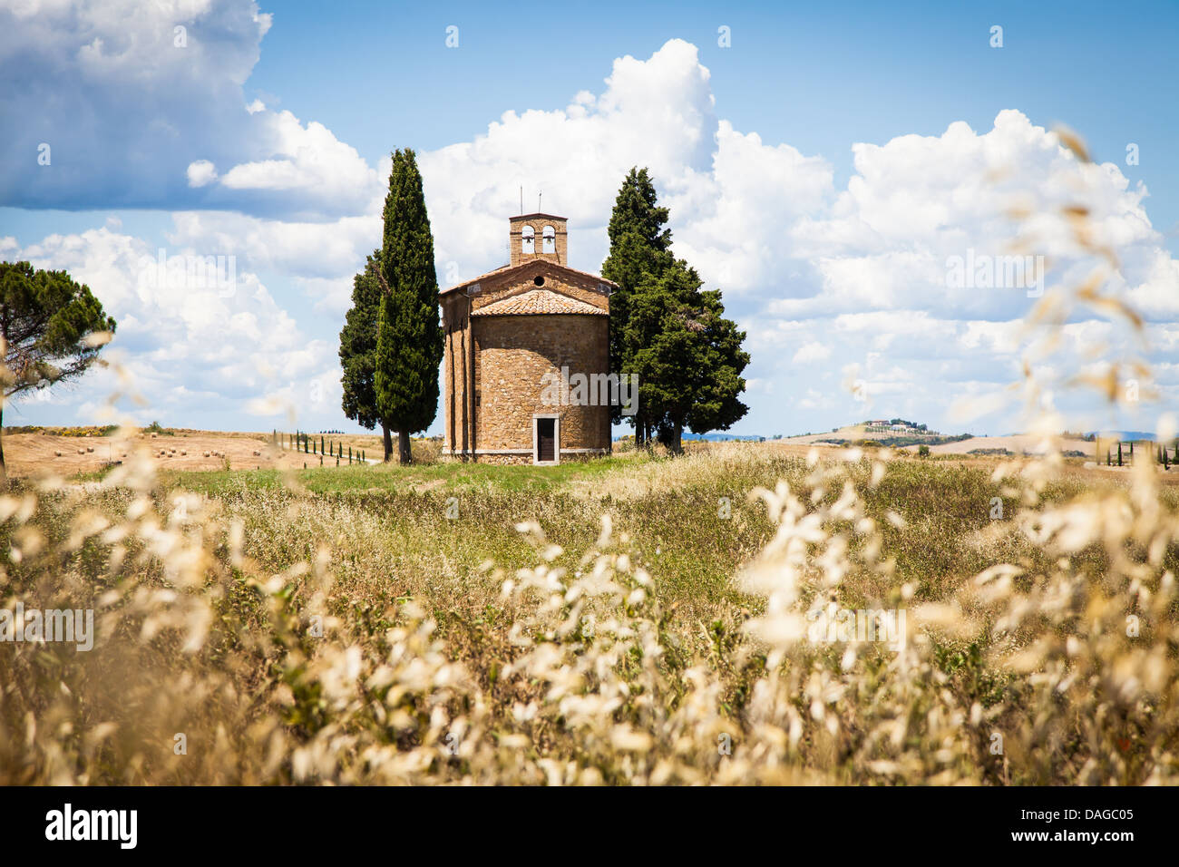 Cappella di Vitaleta (Vitaleta Kirche), Val d ' Orcia, Italien. Das ...