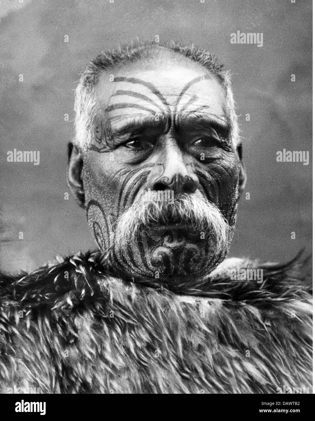 Personen, Ethnologie, Männer, Neuseeland, Porträt eines Maori-Chefs um ...