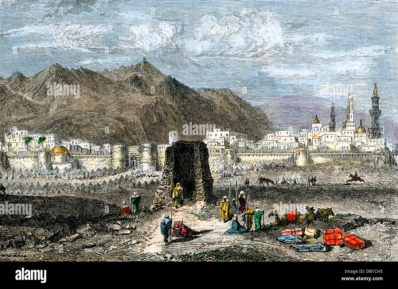 Grab des Propheten Muhammad, Medina, Arabien, 1800. Hand - farbige ...