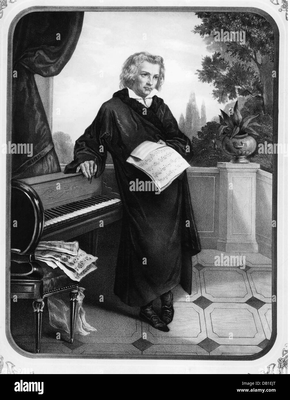 Beethoven, Ludwig van, 17.12. 70-26.7, deutscher Komponist, vollständige Länge, lithographisch ...