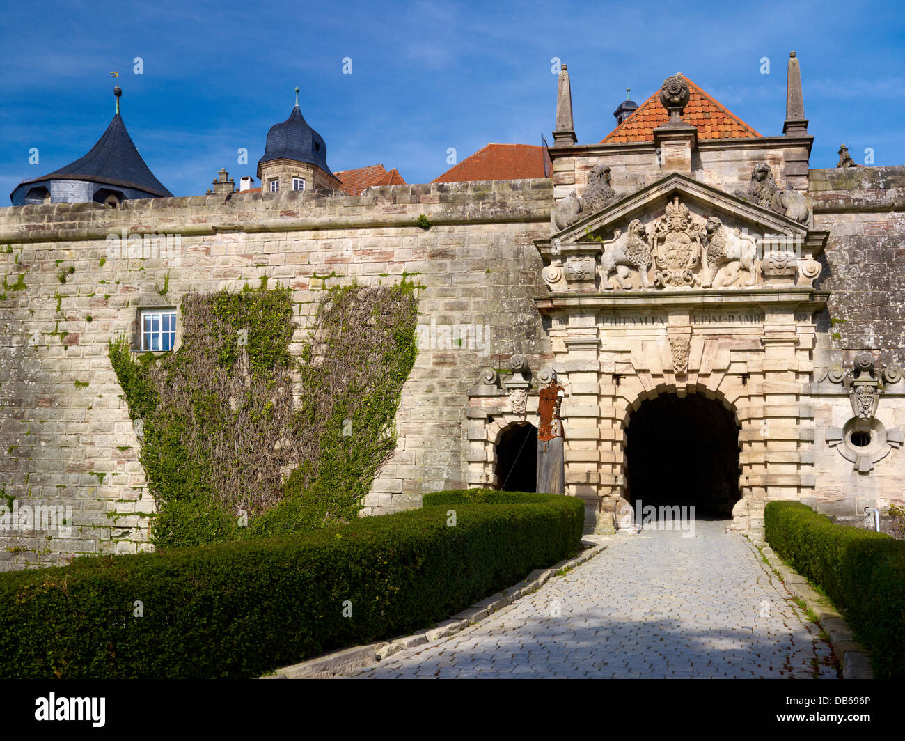 Portal, Festung Rosenberg, Kronach, Upper Franconia, Bayern ...