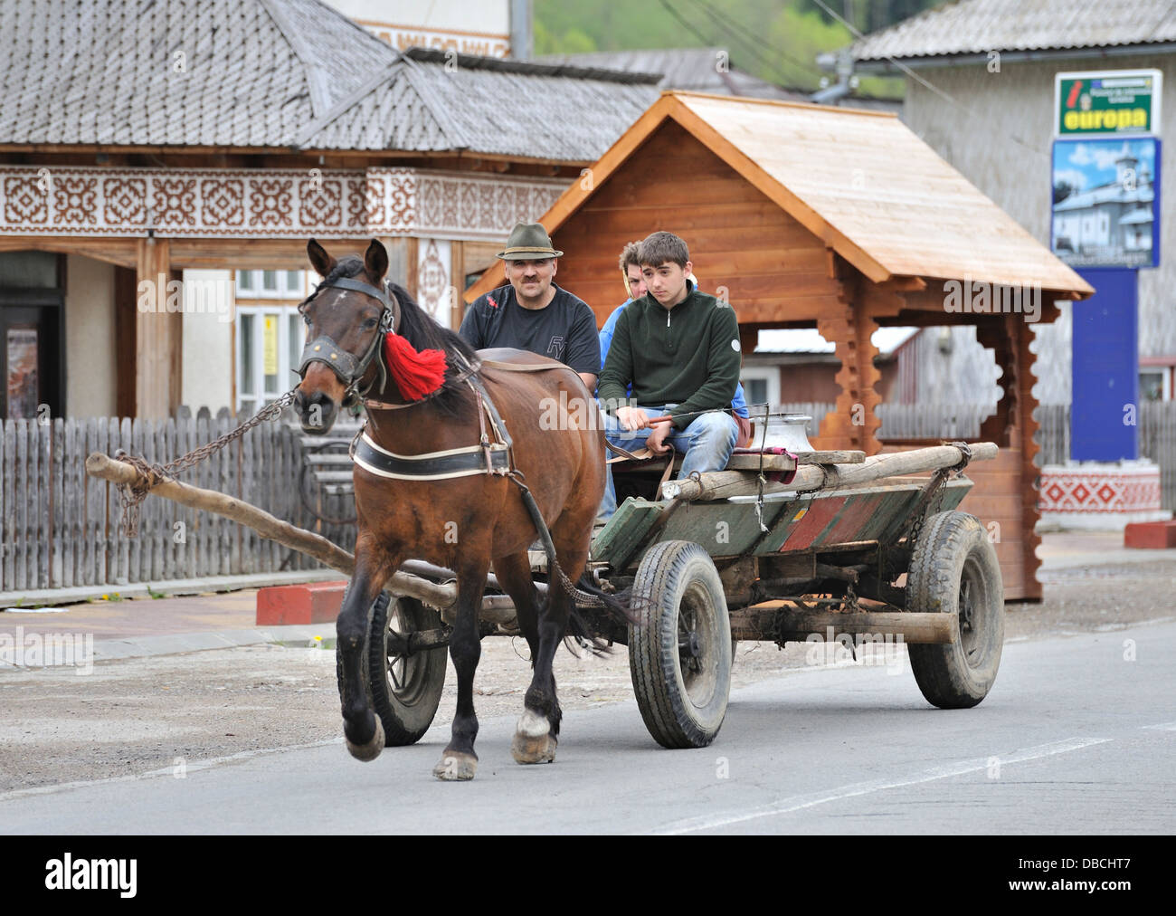 Pferdewagen, Dorf Ciocanesti, Bukowina, Rumänien Stockfotografie - Alamy