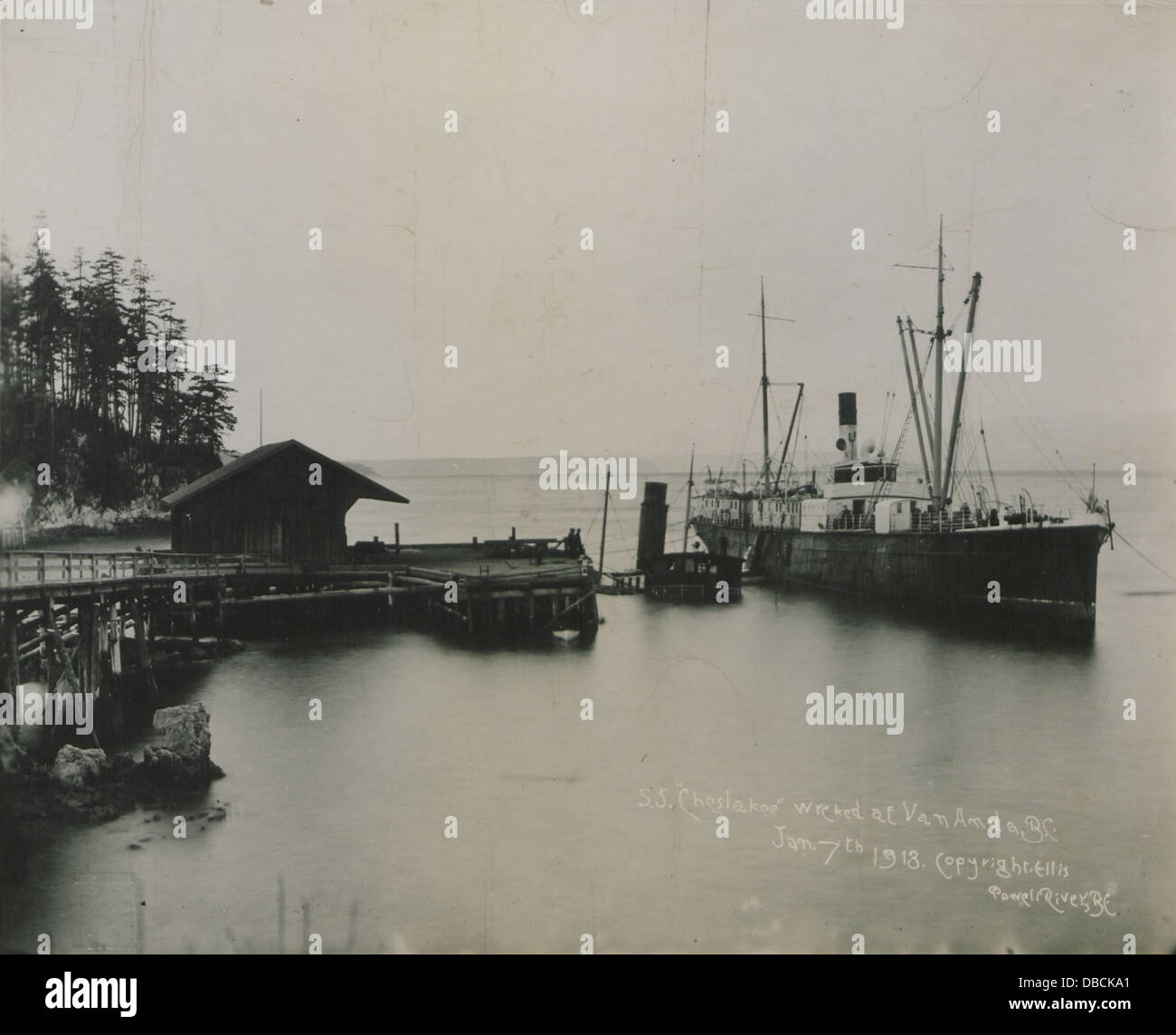 Dieses Foto zeigt das Wrack der SS Cheslakee, die am 7. Januar 1913 in ...