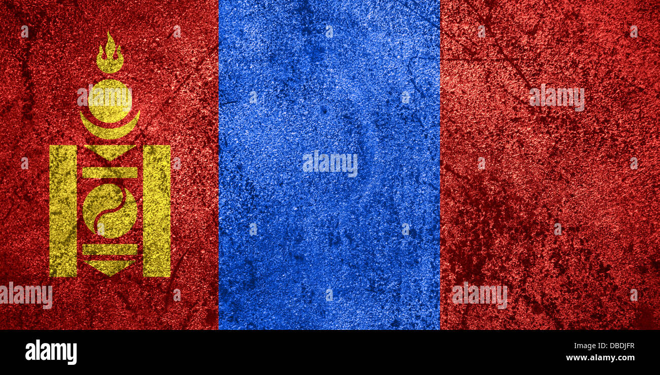 Flagge der Mongolei oder mongolischen Banner auf grobe Metall ...