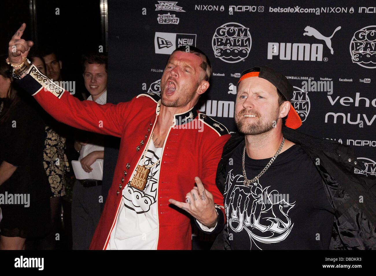 Dirty Sanchez, die Ankunft in der Gumball 3000-Launch-Party in der ...