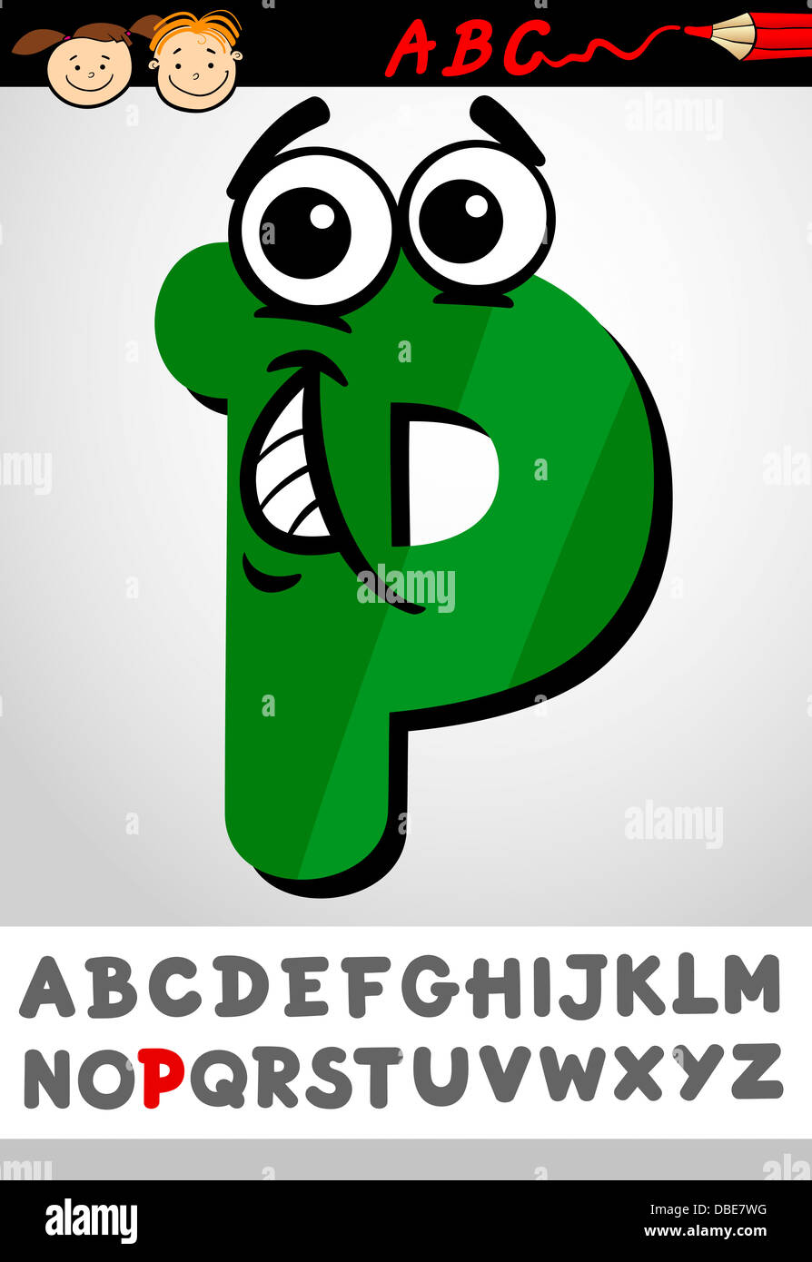 Cartoon Illustration von niedlichen Großbuchstabe P aus Alphabet für ...