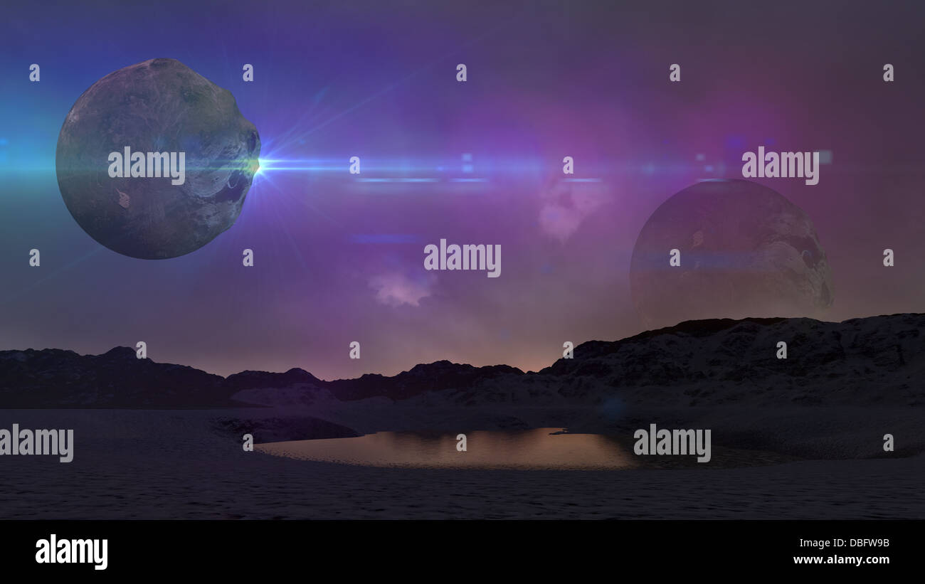 Fremden Welt in blau in 2d Software gemacht Stockfotografie - Alamy