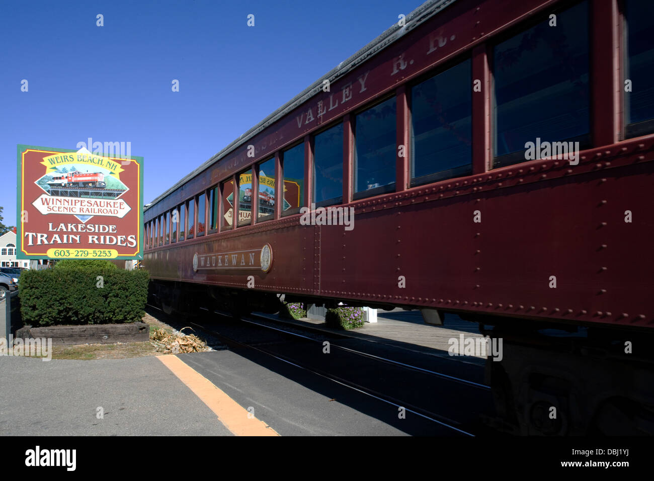 Winnipesaukee Scenic Railroad Wehre Strand Stockfotografie - Alamy
