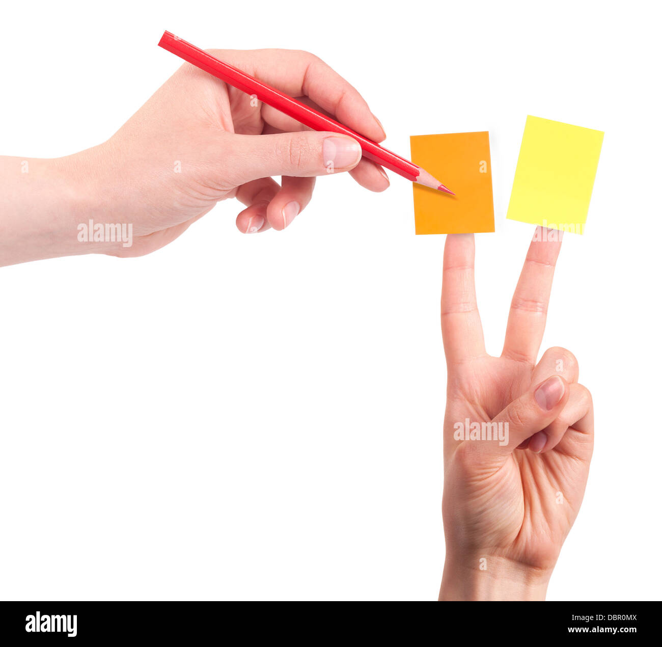 primäre Ziele planen Strategiekonzept - Frau Finger mit Hinweis und ...