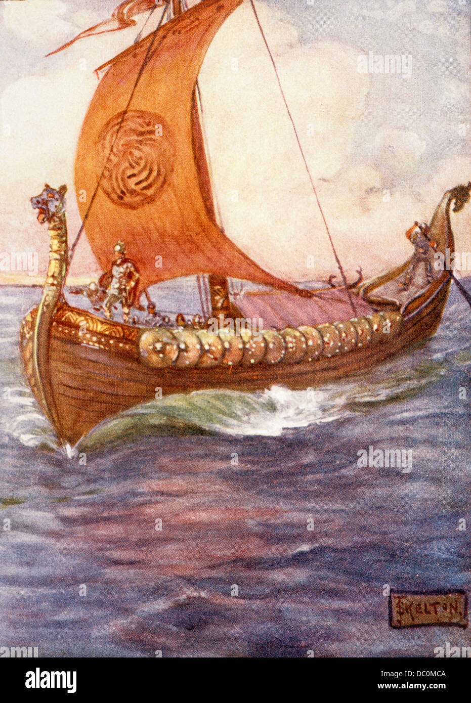 1890ER JAHRE ILLUSTRATION VON KELTON DES BEOWULF AUF WIKINGER SCHIFF ...