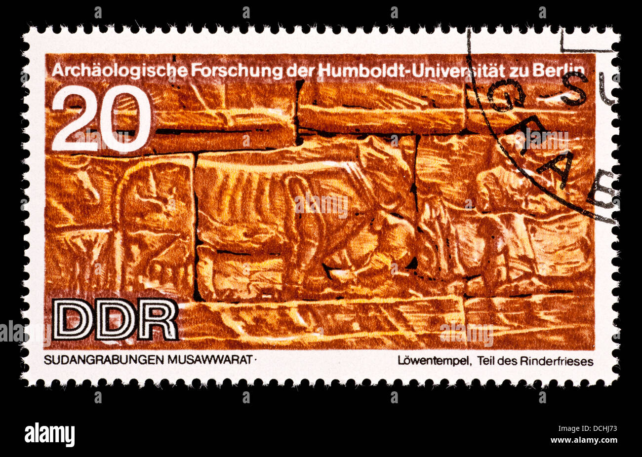 Briefmarke aus Ostdeutschland (DDR) Darstellung einer Kuh aus einem ...
