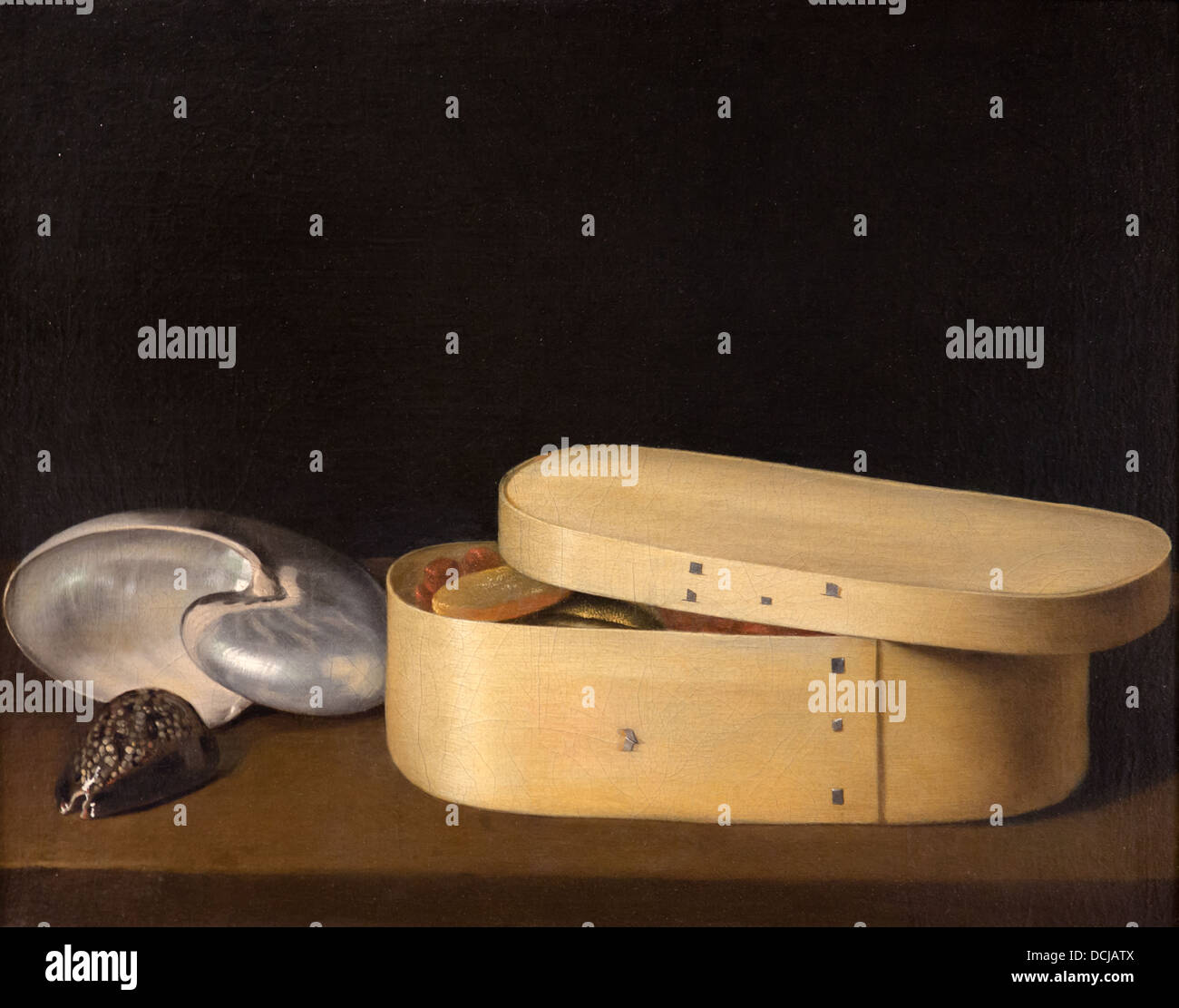 17. Jahrhundert - Stillleben mit Nautilus, Panther Shell und Chip-Holz ...